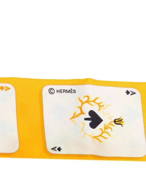Hermès 2010-2018 Jeu De Cartes Silk Twilly Scarf Scarves - Yellow