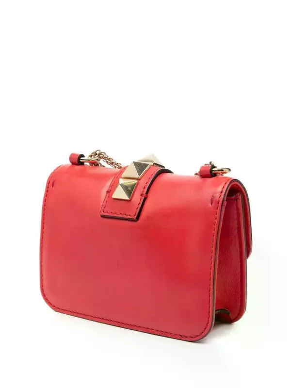 Valentino Garavani Leather Rockstud Glam Lock Mini Bag - Red