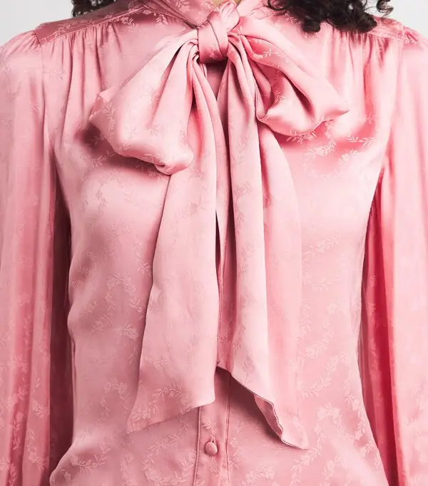 Rixo Evanora Satin Floral Jacquard Blouse