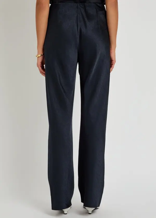 Vince Satin Wide-leg Trousers - Navy