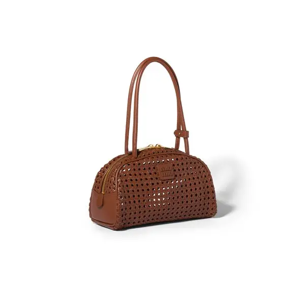 Miu Miu Beau Woven Leather Top Handle Bag