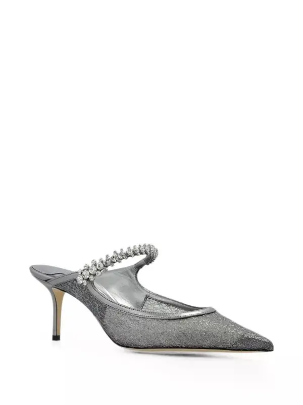JIMMY CHOO Bing Crystal-embellished Mesh Mules