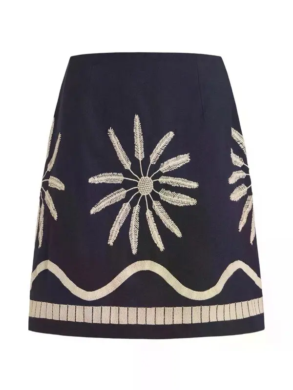 MARIE OLIVER Orlee Embroidered Cotton Skirt - Blue