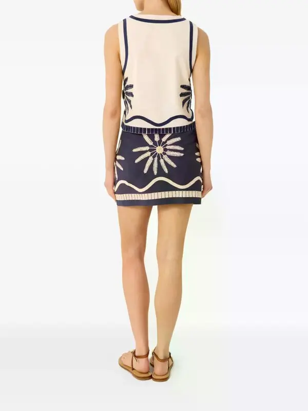 MARIE OLIVER Orlee Embroidered Cotton Skirt - Blue