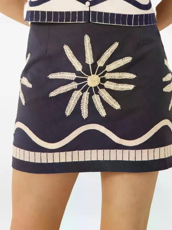 MARIE OLIVER Orlee Embroidered Cotton Skirt - Blue