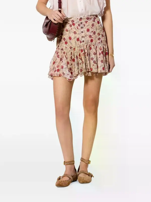 MARANT ETOILE Daneen Printed Cotton Voile Skirt - Neutrals