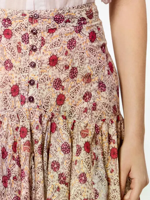 MARANT ETOILE Daneen Printed Cotton Voile Skirt - Neutrals