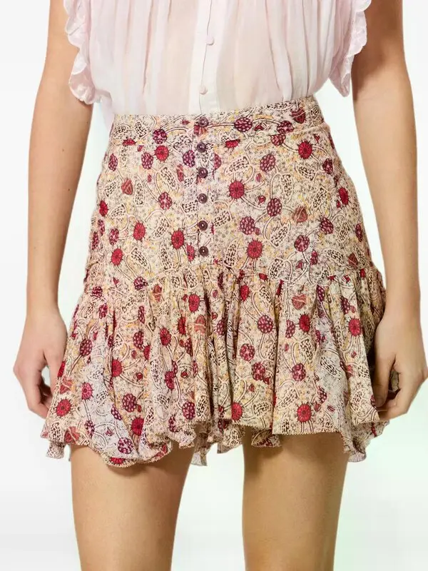 MARANT ETOILE Daneen Printed Cotton Voile Skirt - Neutrals
