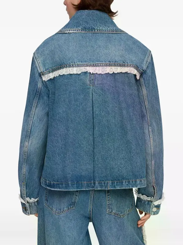 GANNI Lace-trimmed Denim Jacket - Blue