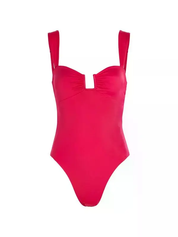 AWAY THAT DAY Cannes Ruched Cutout Swimsuit - Pink