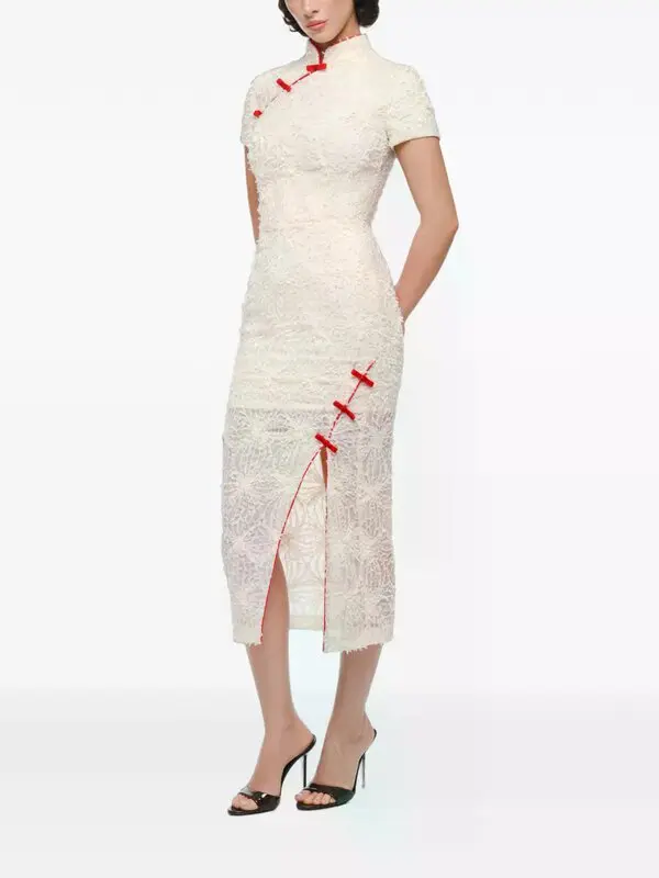 ANOUKI Bow-embellished High-neck Midi Dress