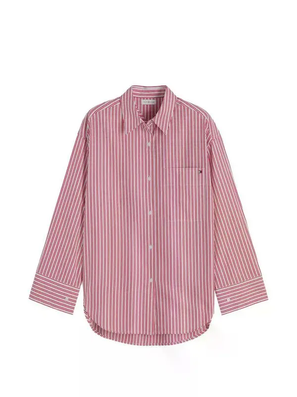 Tommy Hilfiger Vertical-stripe Shirt With Chest Pocket - Red