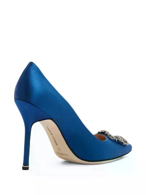 Manolo Blahnik Hangisi Crystal-buckle Pumps - Blue