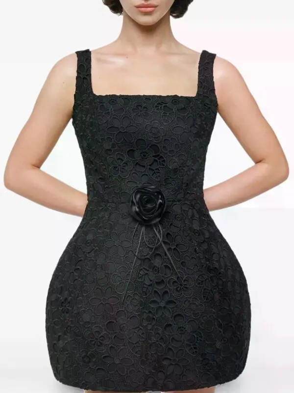 ANOUKI Guipure Lace Rose-appliqué Mini Dress