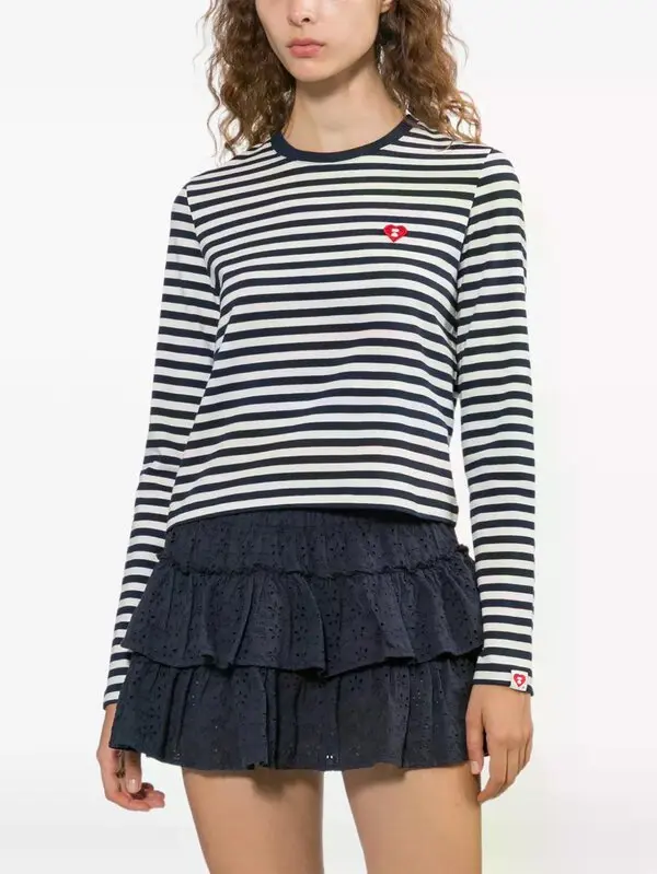 AAPE BY *A BATHING APE Striped Long-sleeve T-shirt With Emblem - Blue