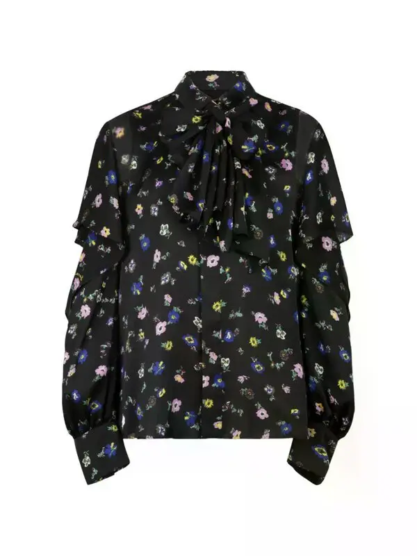 Sacai Floral-print Ruffle Sleeve Blouse
