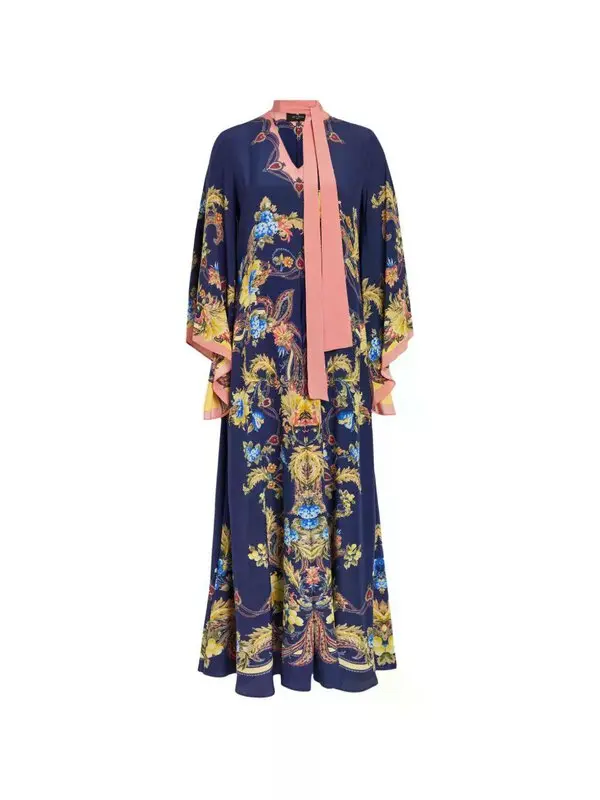 Etro Paisley Print Pussy-bow Maxi Dress - Blue