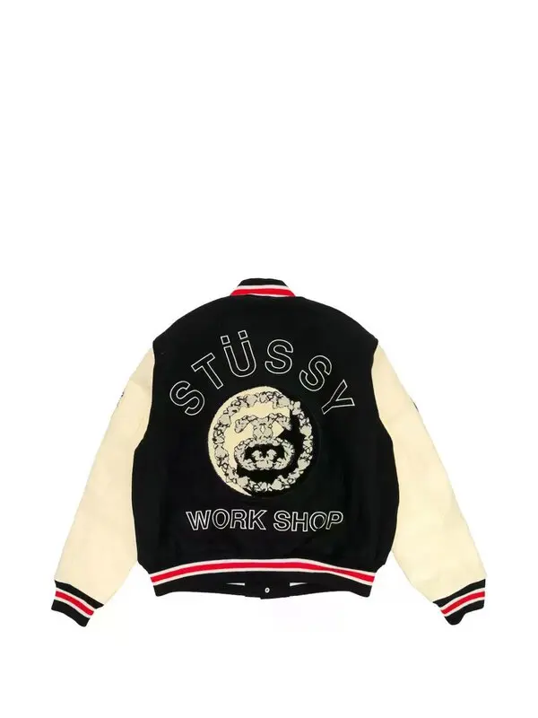 DENIM TEARS X Stüssy X Our Legacy Patch-detail Varsity Jacket - Black