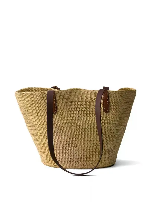 Prada Medium Crochet And Leather Tote Bag