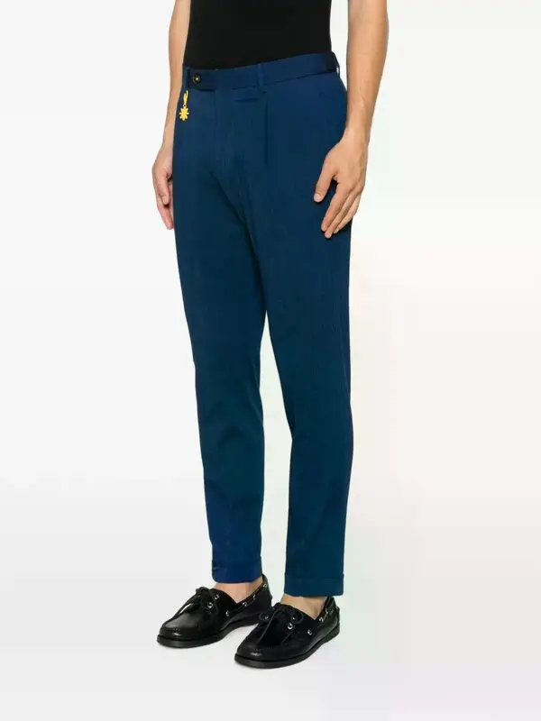 MANUEL RITZ Seersucker Pleated Trousers With Star Charm
