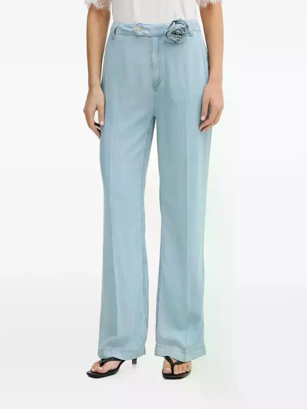 BLUGIRL Floral Appliqué Wide-leg Jeans - Blue