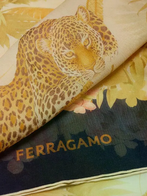 FERRAGAMO Jungle-print Silk Scarf