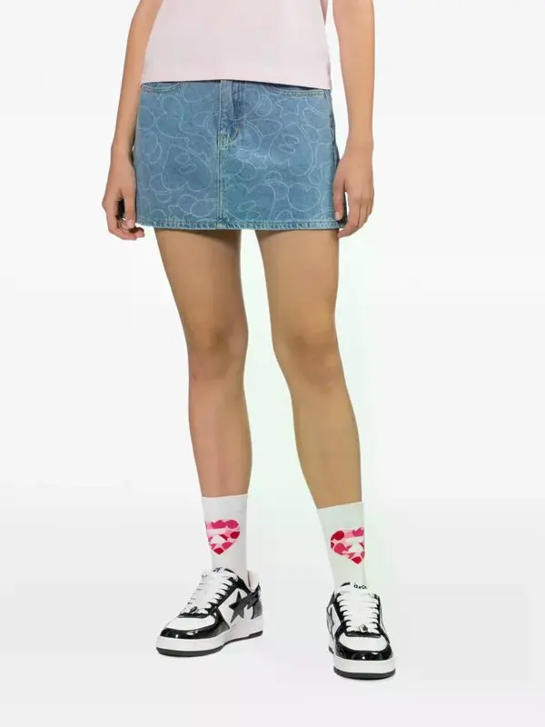 AAPE BY *A BATHING APE Graphic-print Denim Mini Skirt