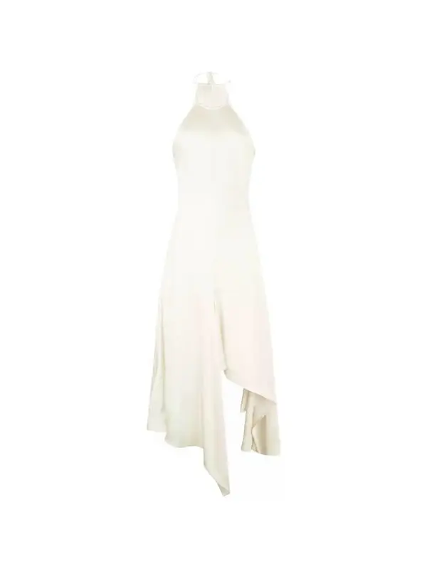 Victoria Beckham Halterneck Draped Maxi Dress - Neutrals