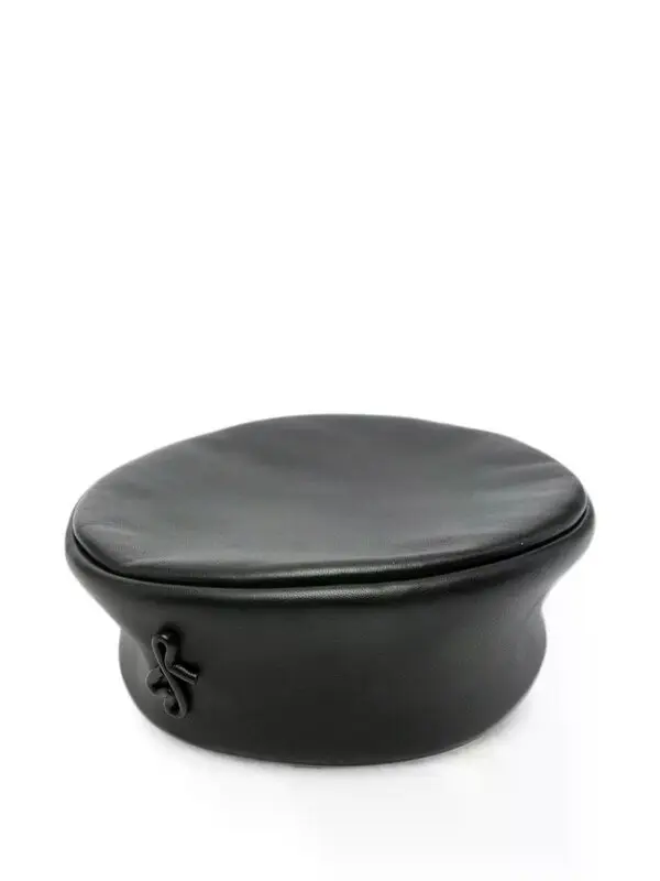 Ruslan Baginskiy Logo-plaque Leather Beret - Black