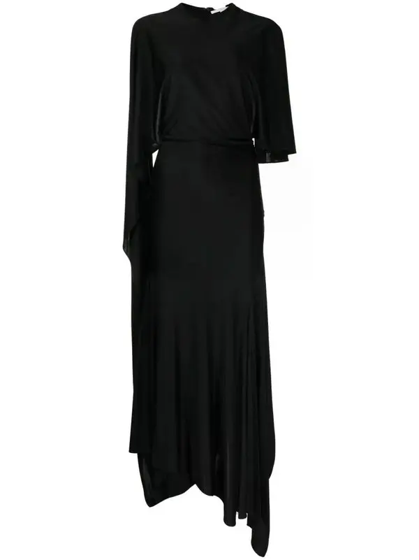 Stella McCartney Asymmetrical Cape Sleeve Dress - Black