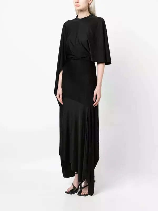 Stella McCartney Cape-sleeve Asymmetric Maxi Dress