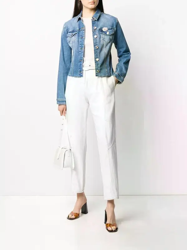 Liu Jo Cropped Denim Jacket With Logo Detail