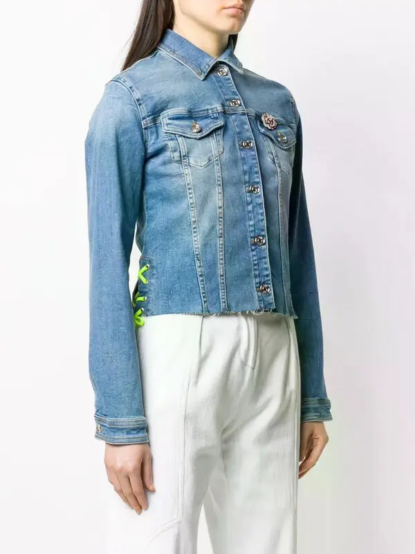 Liu Jo Cropped Denim Jacket With Logo Detail