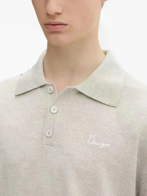 Kenzo Logo-embroidered Knitted Polo Shirt