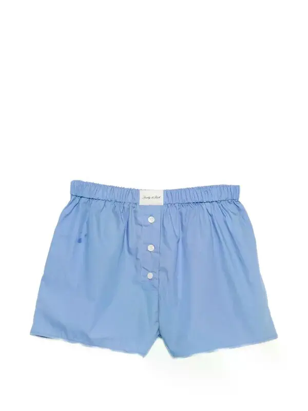 SPORTY & RICH Logo Patch Buttoned-front Shorts - Blue