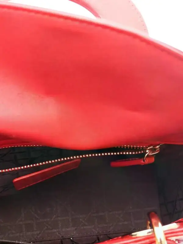 Dior Lady Two-way Leather Handbag - Red