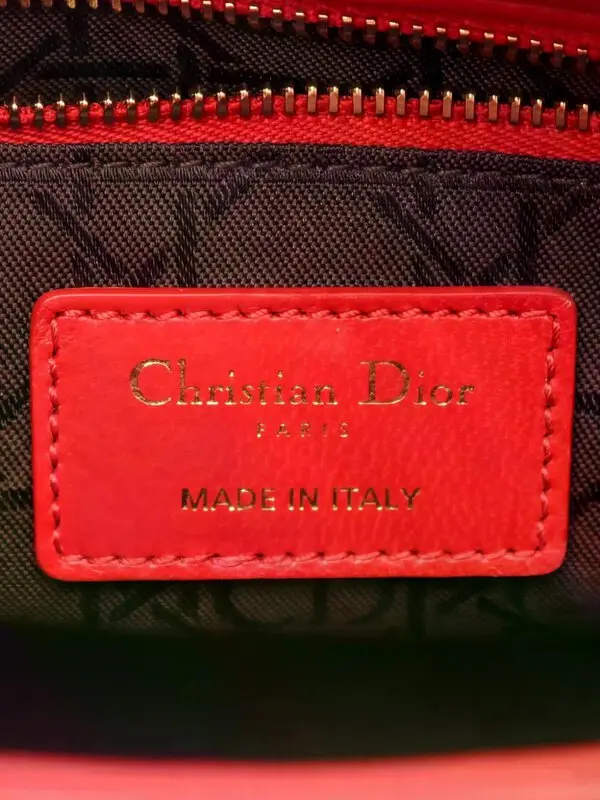 Dior Lady Two-way Leather Handbag - Red