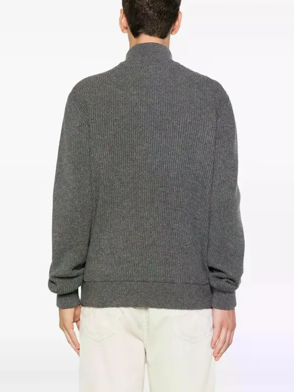 Brunello Cucinelli Suede Panel Ribbed Knit Jacket