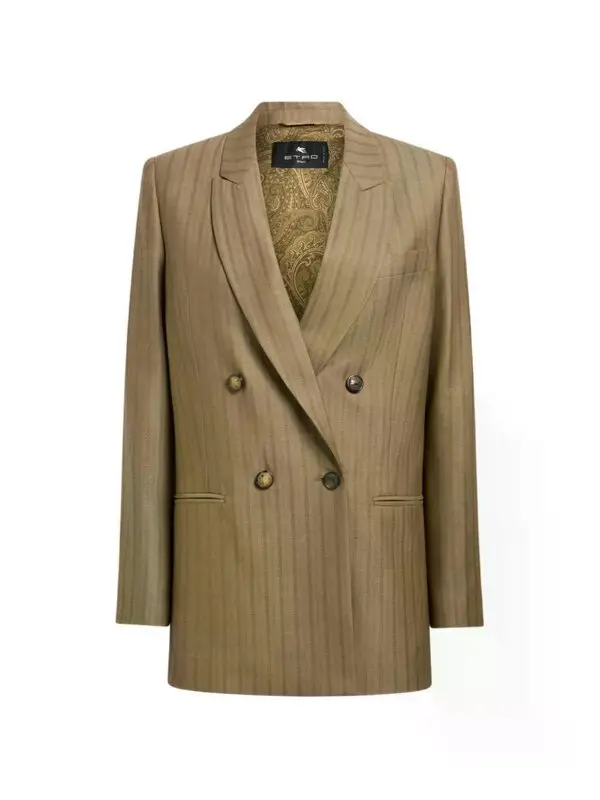 Etro Double-breasted Wool Jacquard Jacket With Striped Pattern