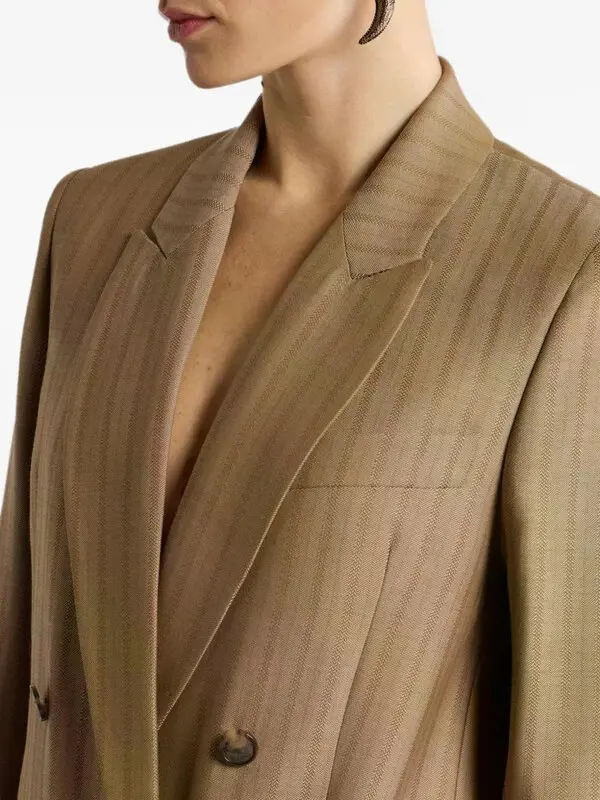 Etro Double-breasted Wool Jacquard Jacket With Striped Pattern