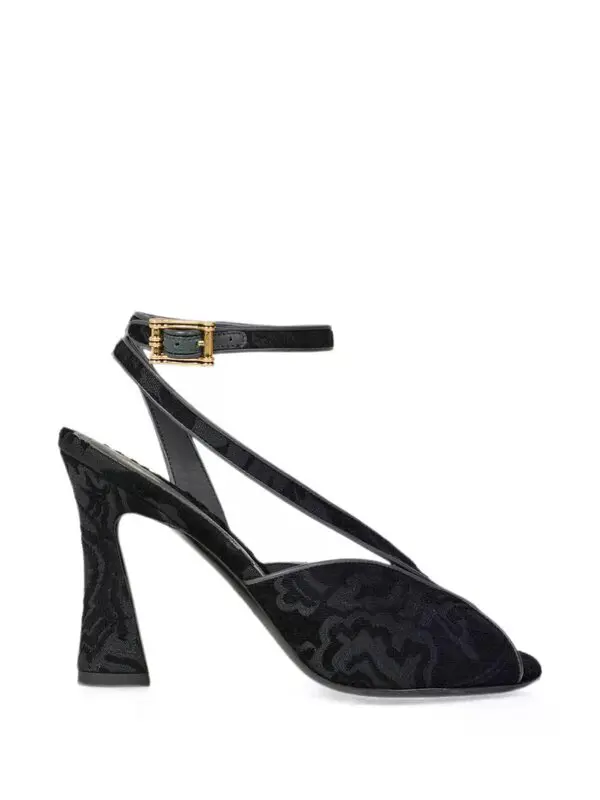 Etro High-heeled Jacquard Paisley Sandals - Black