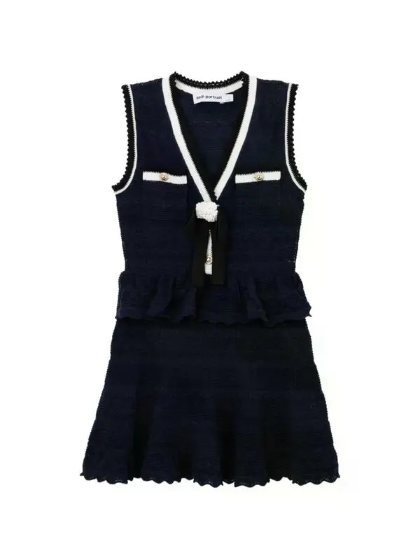 SELF-PORTRAIT Ruffled Crochet-knit Mini Dress