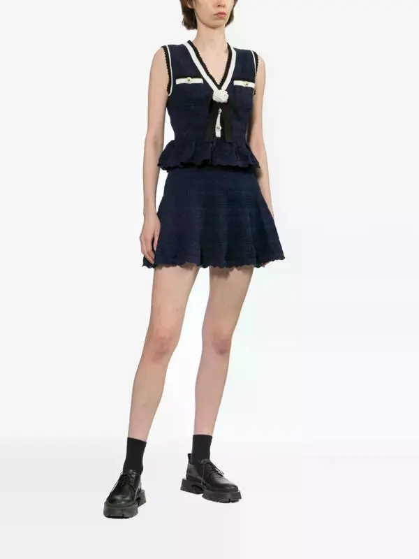 SELF-PORTRAIT Ruffled Crochet-knit Mini Dress