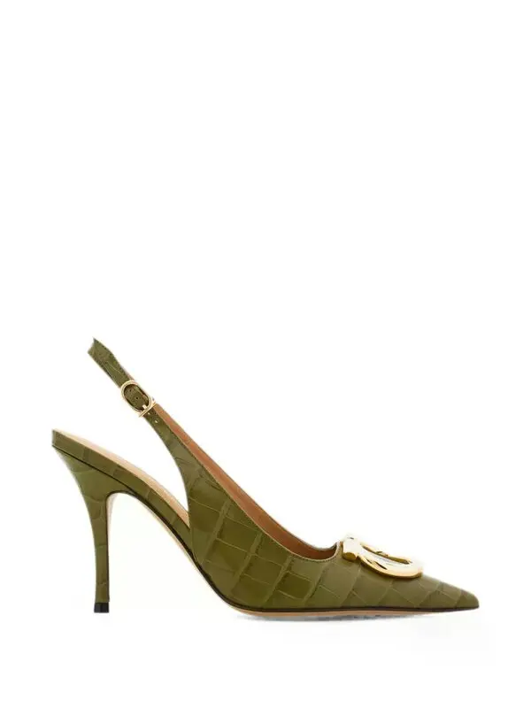 FERRAGAMO Maxi Gancini Slingback Pumps - Green