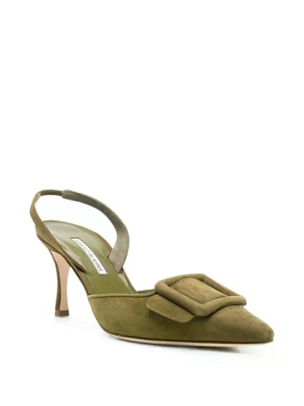 Manolo Blahnik Maysli Buckle-detail Heeled Pumps - Green