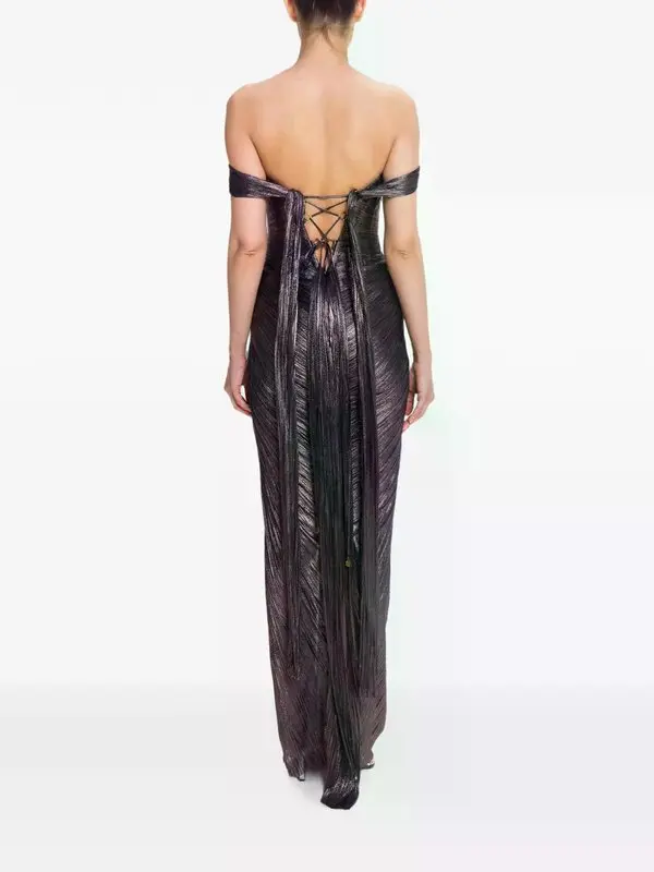 MARIA LUCIA HOHAN Off-shoulder Pleated Maxi Dress