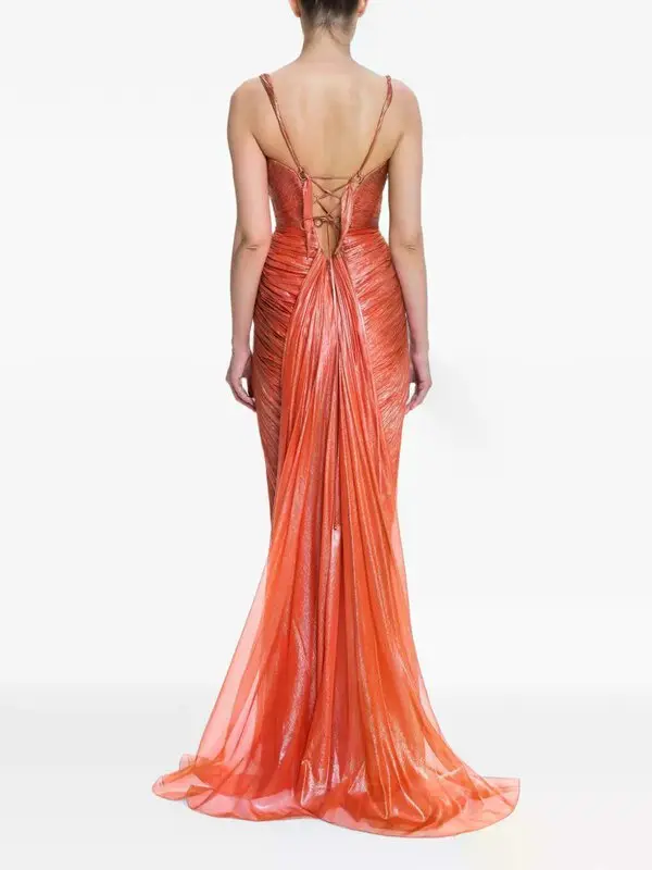 MARIA LUCIA HOHAN Corinna Draped Lace-up Maxi Dress - Orange