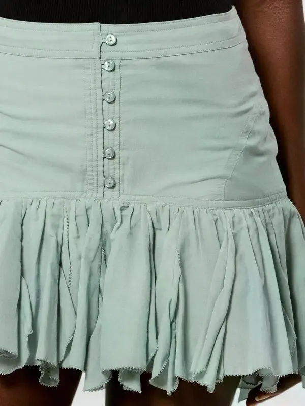 MARANT ETOILE Daneen Skirt With Decorative Buttons And Godets - Green