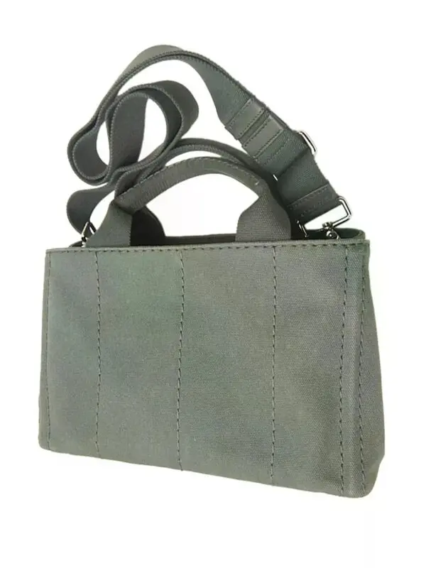 Prada Small Canvas Logo Satchel - Grey
