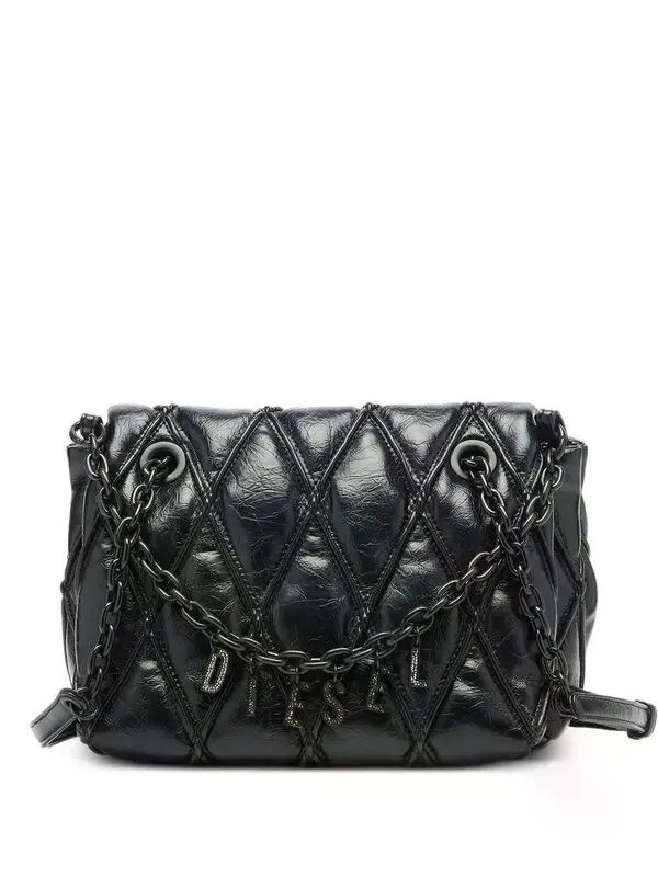 DIESEL® Charm-d Diamond-quilted Shoulder Bag - Black